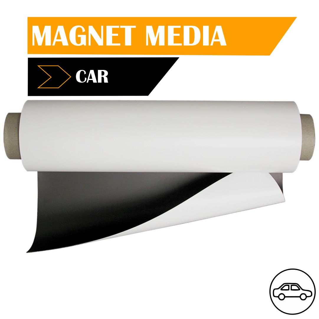 Car Rubber Magnet with White PVC | 0.85mm | 1m x Per Running Meter or